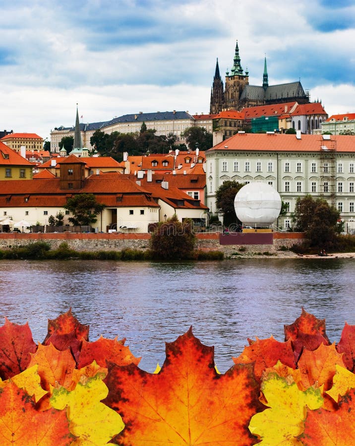 Prague in autumn concept stock photo. Image of roofs - 42091018