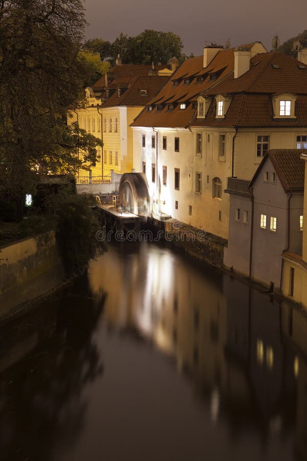 Prague Canal with Water Wheel Stock Photo - Image of background ...