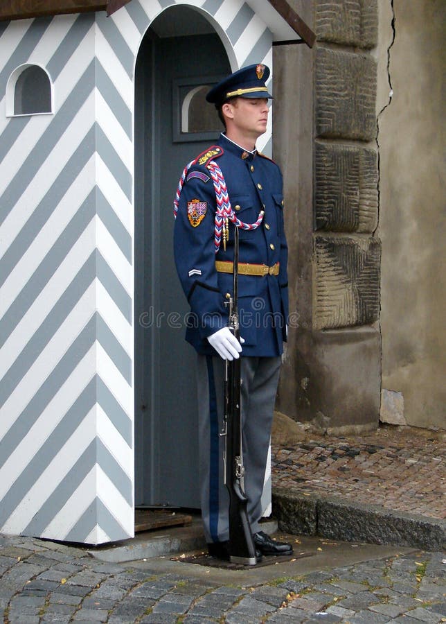 The Prague Castle Guard on Duty at the Posts, Prague, Czechia Editorial ...