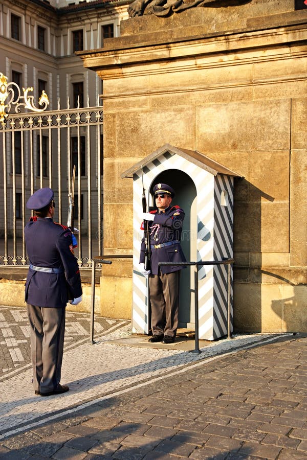 Prague castle guard editorial photography. Image of change - 52642632