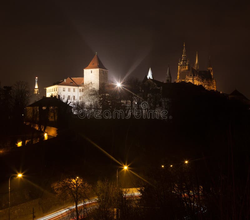 Prague Castle at Night. Czech Republic Stock Image - Image of ...