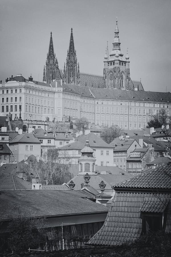 Prague castle, retro stock photo. Image of historic, cloud - 90001322