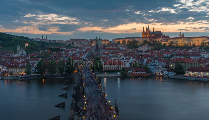 Prague Castle in Sunset with Beautiful Twilight Sky , Prague Stock ...