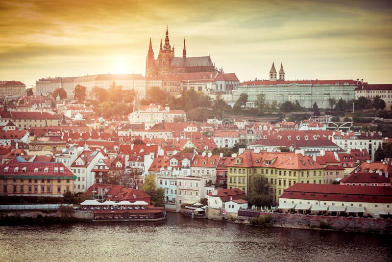 Prague Castle at sunset stock photo. Image of dramatic - 46484686