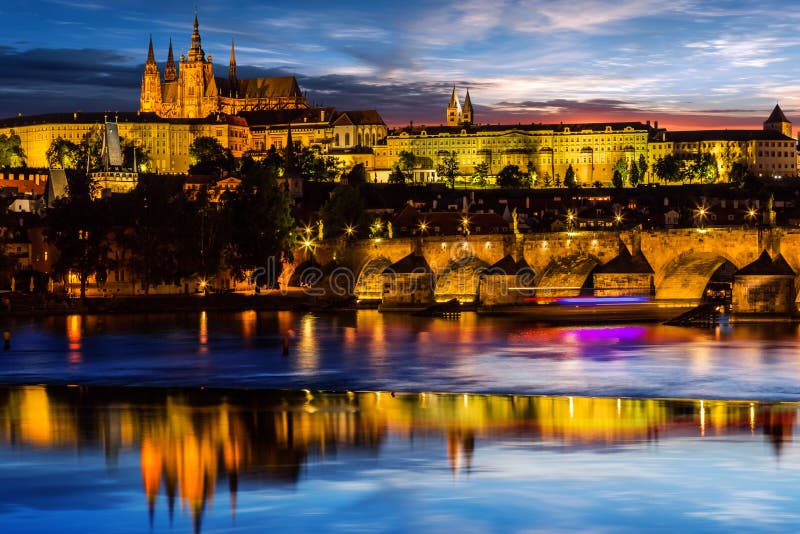 Prague Castle after Sunset. Europe, Czech Republic. Stock Photo - Image ...