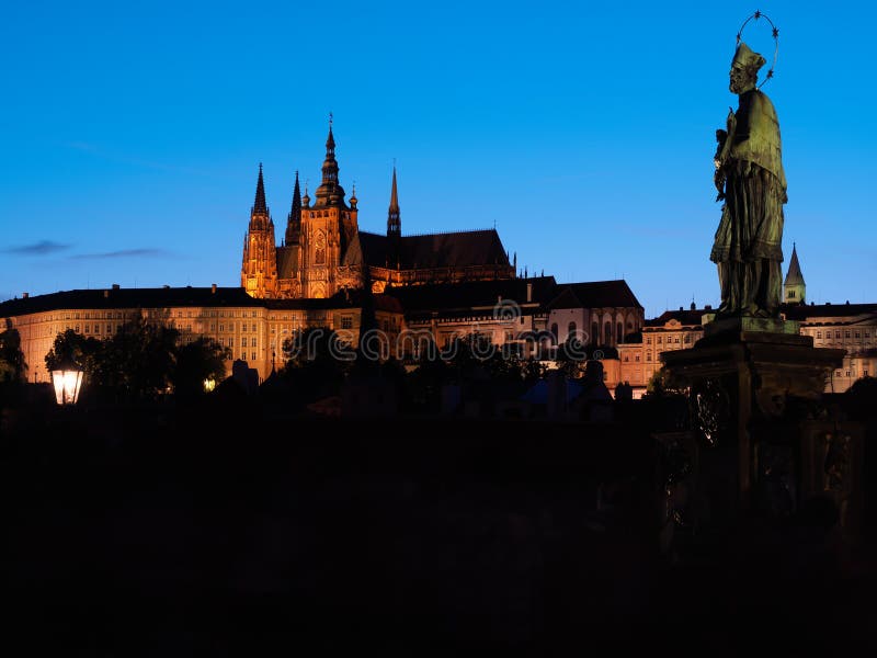 Prague Castle during Sunset, View from Charles Bridge. Stock Photo ...