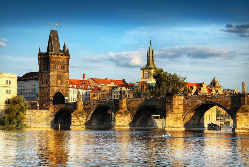 Prague - Charles Bridge, Czech Republic Stock Photo - Image of sunrise ...