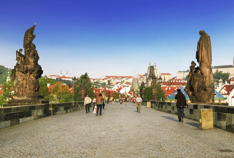 Prague, Charles Bridge in the Summer Day Editorial Photo - Image of ...