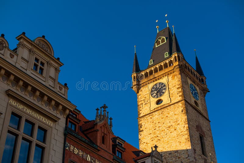 Prague Chimes Clock Tower on the Old Town Square Stock Photo - Image of ...