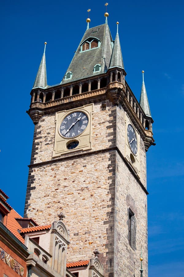 Prague clock tower stock image. Image of exterior, historical - 111106551