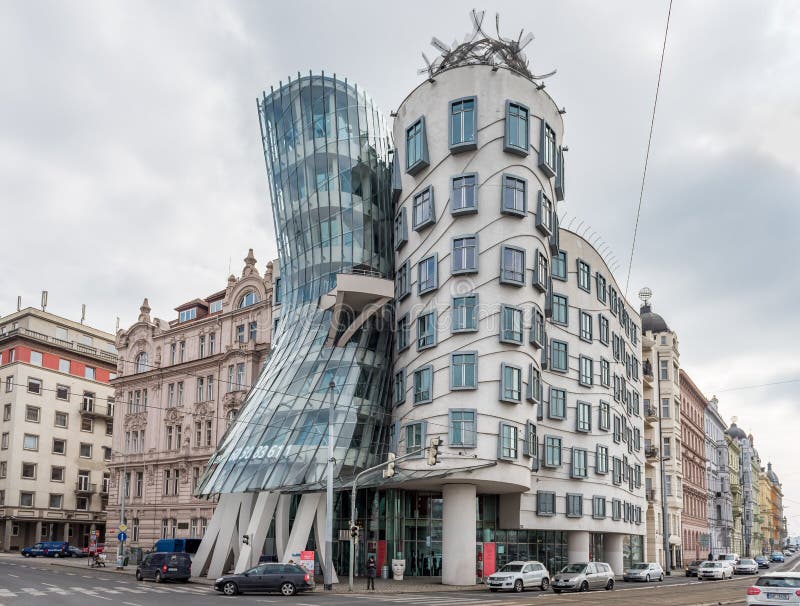PRAGUE, CZECH - MARCH 11, 2016: Dancing House. Modern Architecture in ...