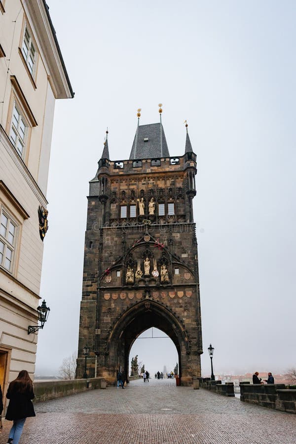 Prague, Prague, Czech Republic, Dec 3, 2024 - Gothic Tower of Charles ...