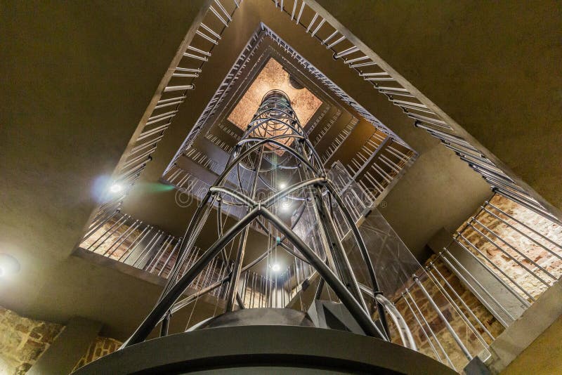 PRAGUE, CZECH REPUBLIC - DECEMBER 17, 2020: Elevator and a Stairway in ... PRAGUE, CZECH REPUBLIC - DECEMBER 17, 2020: Elevator and a Stairway in ...