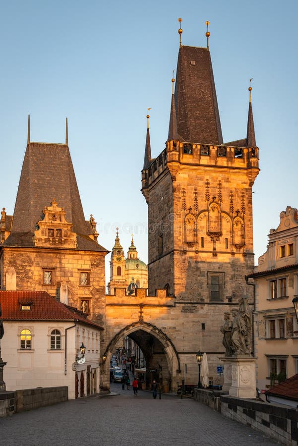 Prague Gate House on the Charles Bridge Editorial Stock Photo - Image ...