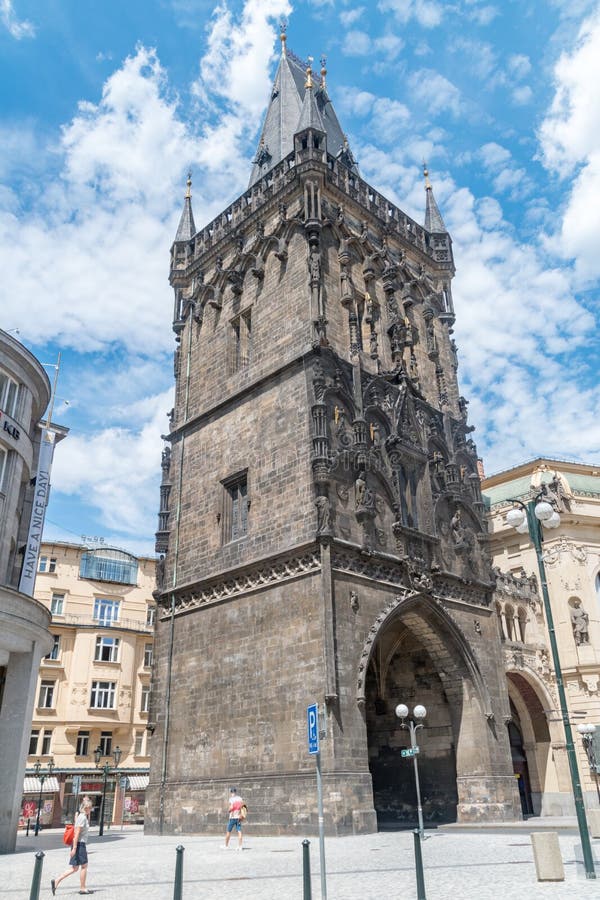 Powder Tower or Powder Gate, Gothic Tower in Prague Editorial ... Powder Tower or Powder Gate, Gothic Tower in Prague Editorial ...