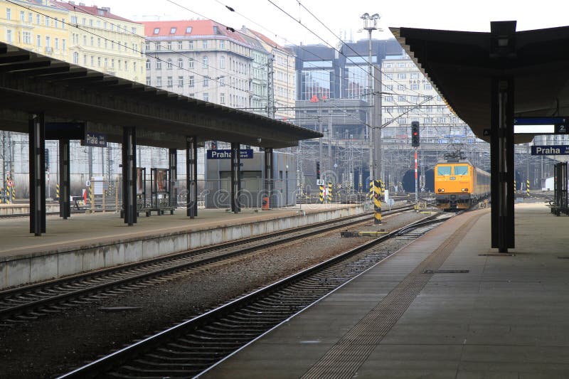 Prague, Czech Republic â€“ 28. July 2020 Train Station with Train ...
