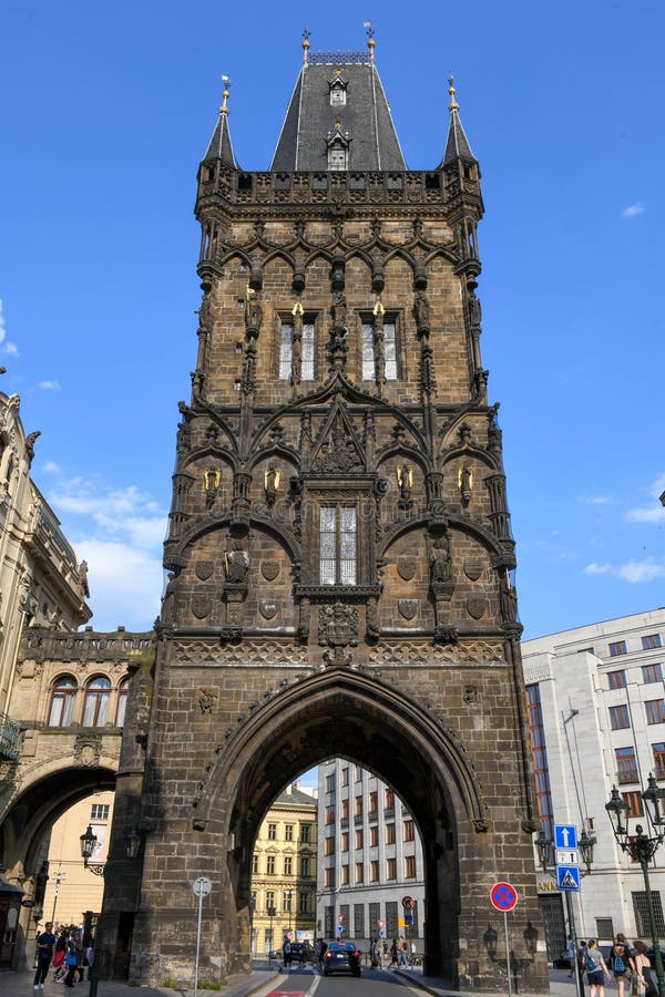 View at the Powder Gate of Prague on Czech Republic Editorial Photo ...