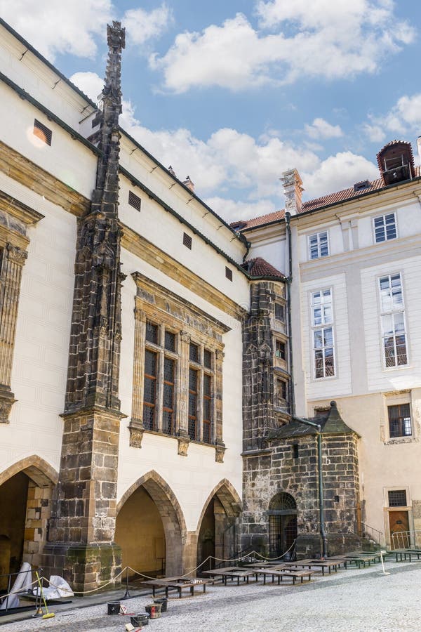 Side Facade of the Old Royal Palace in Prague in Czech Republic ...