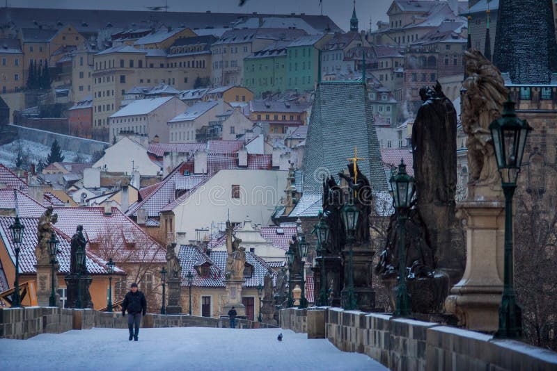 Prague, Czech Republic - the Saint Charles Bridge Editorial Photo ...