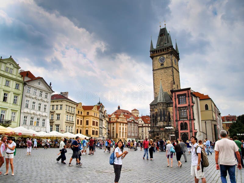 Prague, Czech Republic - Tourists Visiting the Old Town Square and the ...