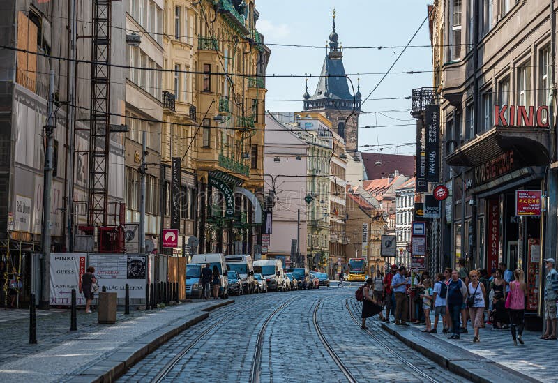 Prague - Czech Republic - Tramway Tracks in Old Town Editorial Image ...