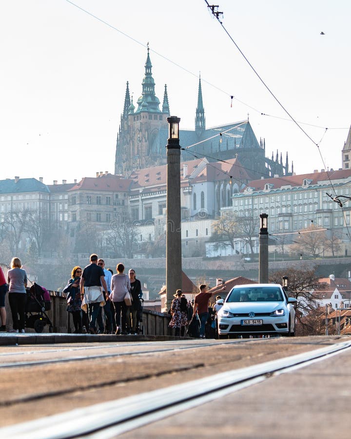 Car Going in Front of Prague Castle Editorial Stock Photo - Image of ...