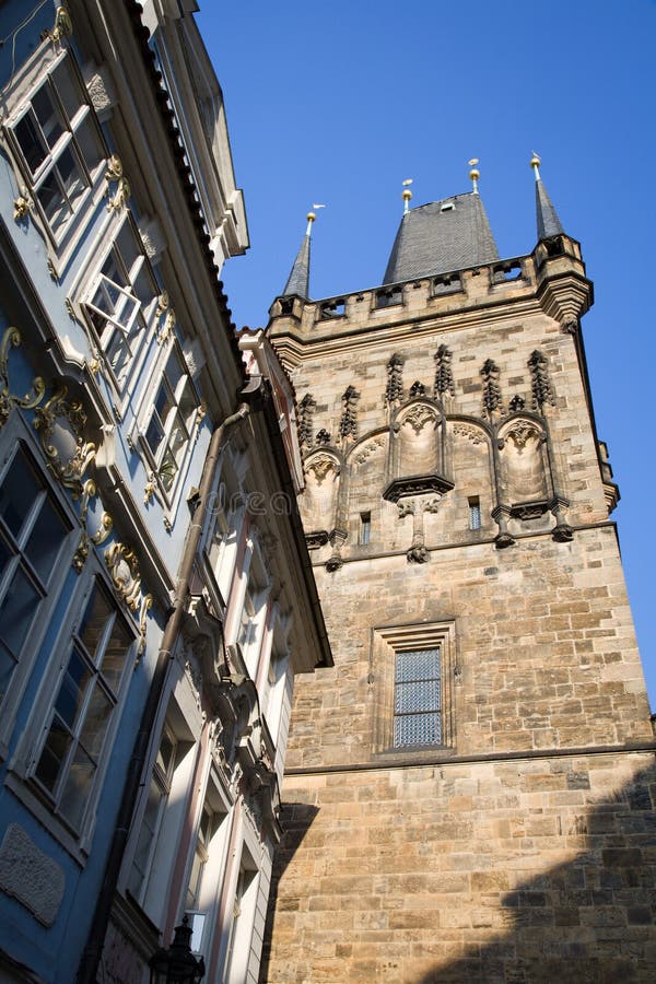 Prague - gothic tower stock photo. Image of sculpture - 16647624