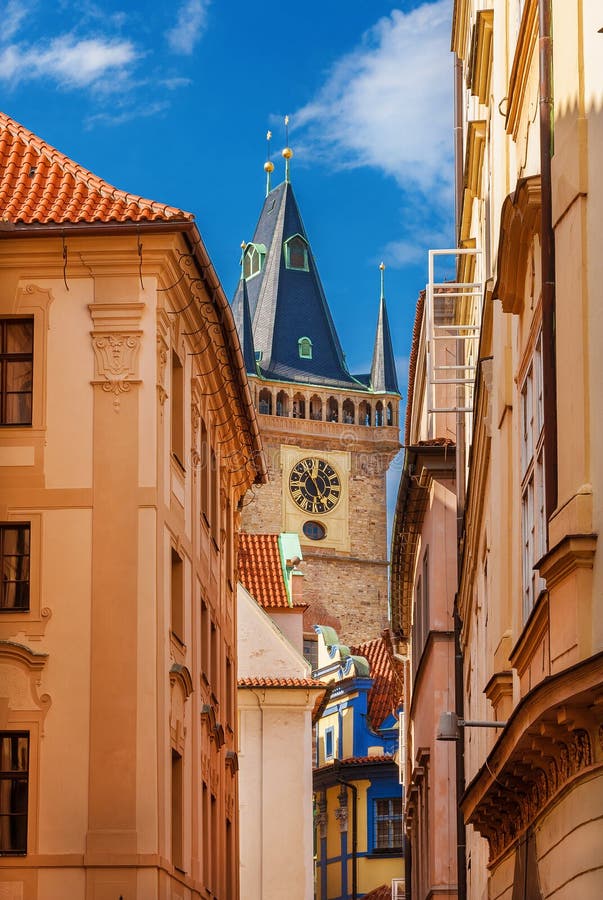 Prague Historical Center with Old Town Hall Clock Tower Stock Image ...