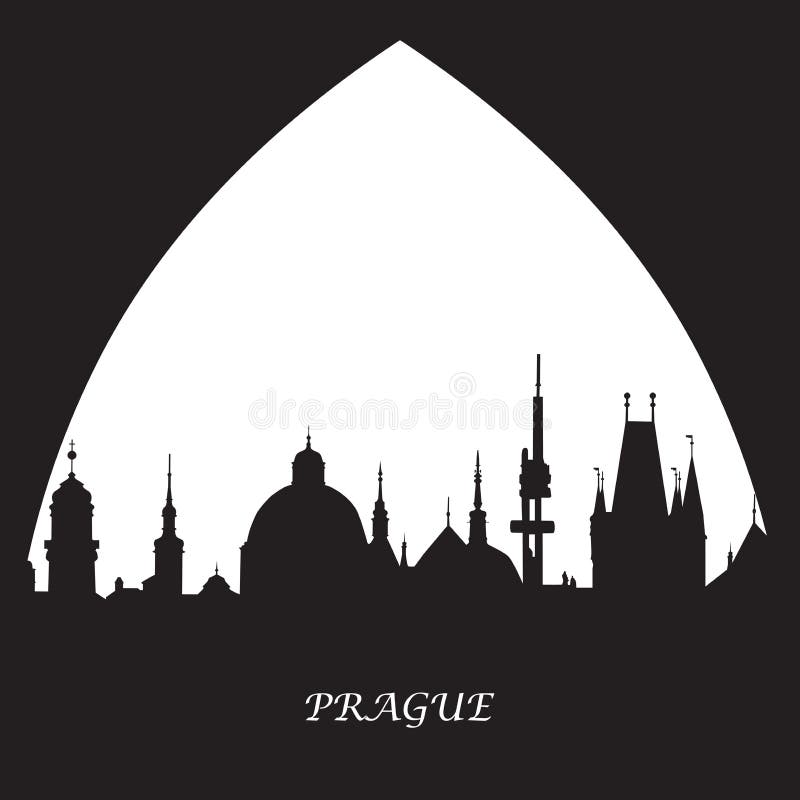Prague Icon in Black and White Stock Vector - Illustration of city ...