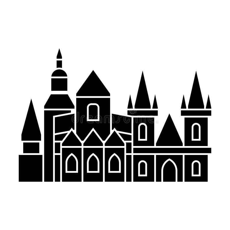 Prague Icon, Vector Illustration, Black Sign on Isolated Background ...