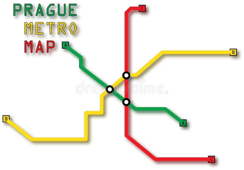 Prague Metro Map stock illustration. Illustration of transportation ...