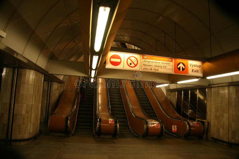 Prague metro system editorial stock photo. Image of prague - 69873603