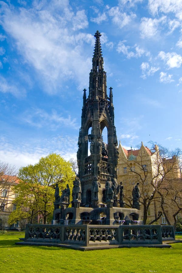 Prague monument stock image. Image of sculptures, tower - 9304923