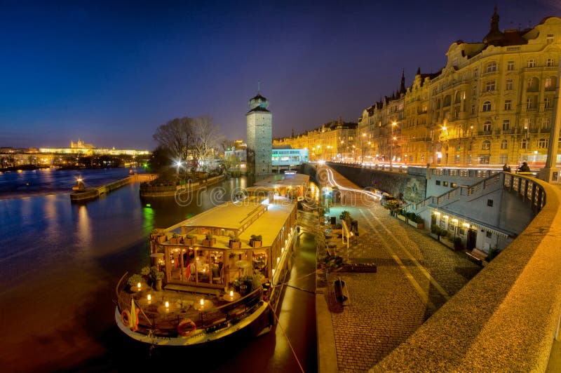 Prague by night stock image. Image of night, evening - 13658675