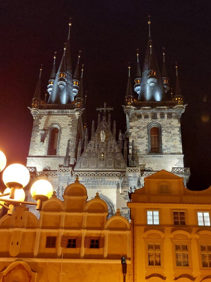 Prague in the night stock image. Image of czechrepublic - 260516135