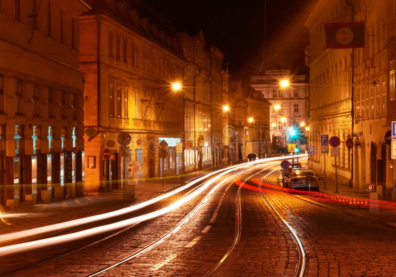 Prague at night. editorial stock image. Image of public - 26515494