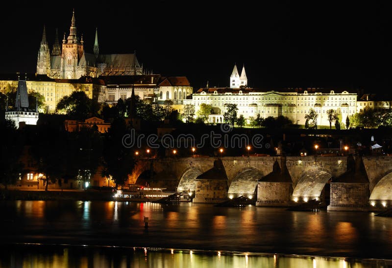 Prague at night stock image. Image of peace, dusk, church - 3270555
