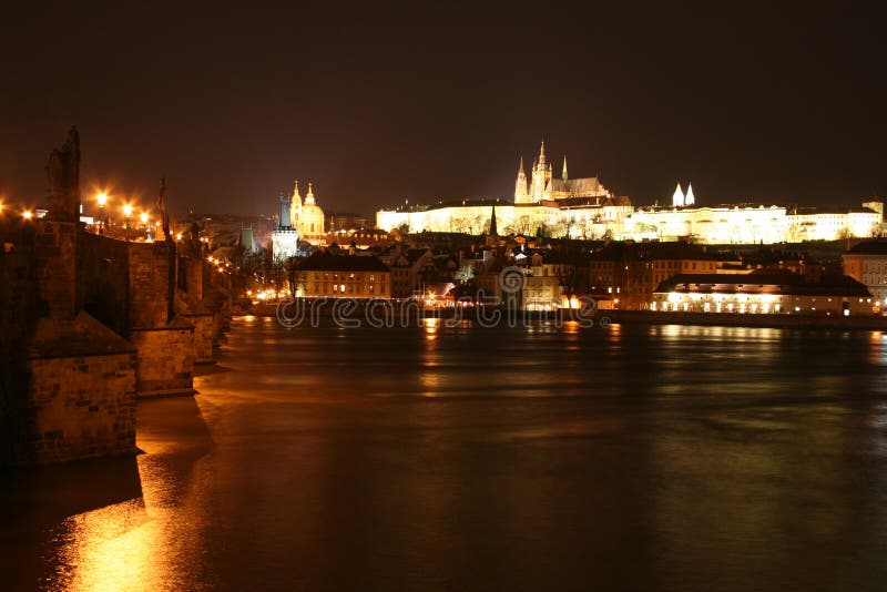 Prague at night stock image. Image of holiday, river, church - 688683
