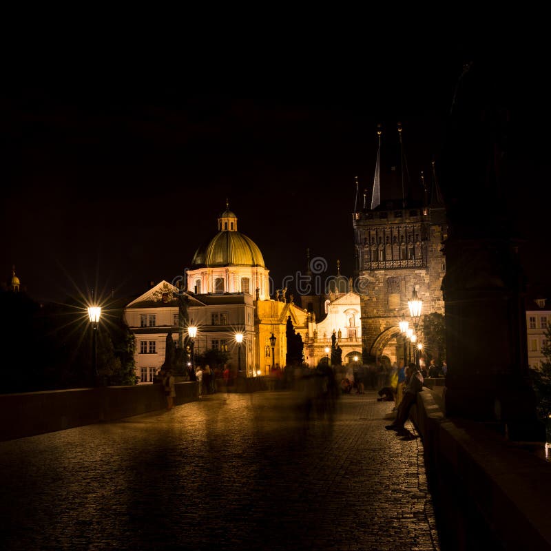 Prague at night stock photo. Image of famous, evening - 98800576