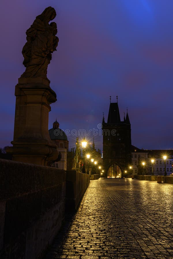 Prague at night stock image. Image of evening, bridge - 173512665