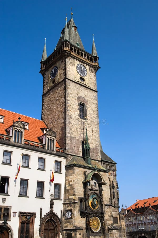 Prague Old City Hall Clock Tower Stock Photo - Image of chronology ...