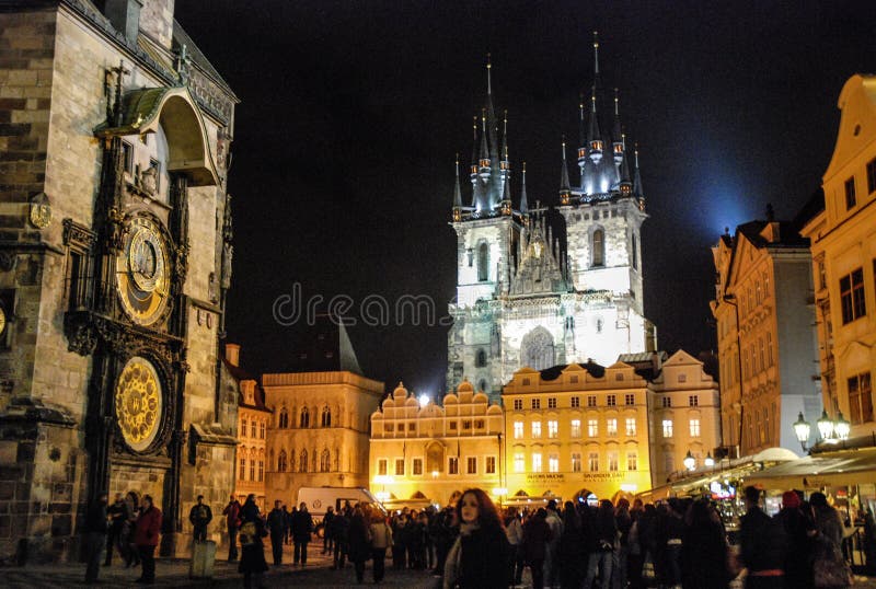Prague Old Square by Night editorial image. Image of historic - 39052815