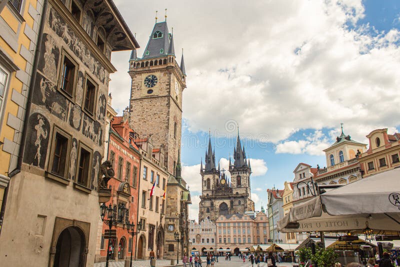 Prague Old square Tourism editorial photography. Image of vitus - 186861802