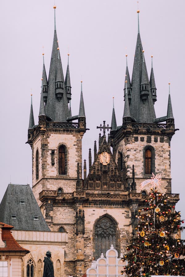 Prague Old Town Square and Christmas Tree Stock Photo - Image of prague ...