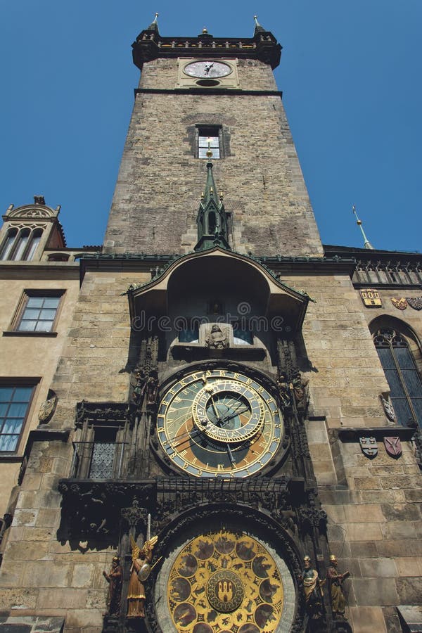 Prague Orloj, Old Clock Machine Stock Photo - Image of astronomy, city ...