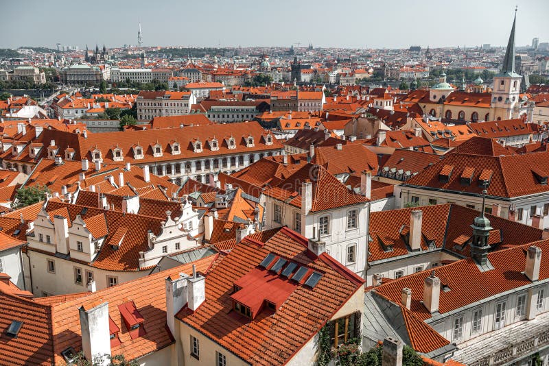 Prague Rooftop Cityscape. Czech Republic Stock Photo - Image of ...