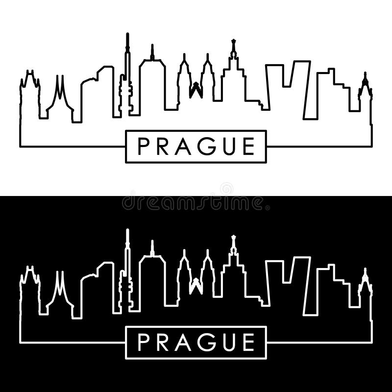 Prague Skyline. Linear Style Stock Vector - Illustration of city ...