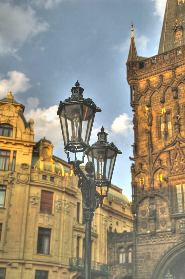Prague street at night stock image. Image of mysterious - 1076015