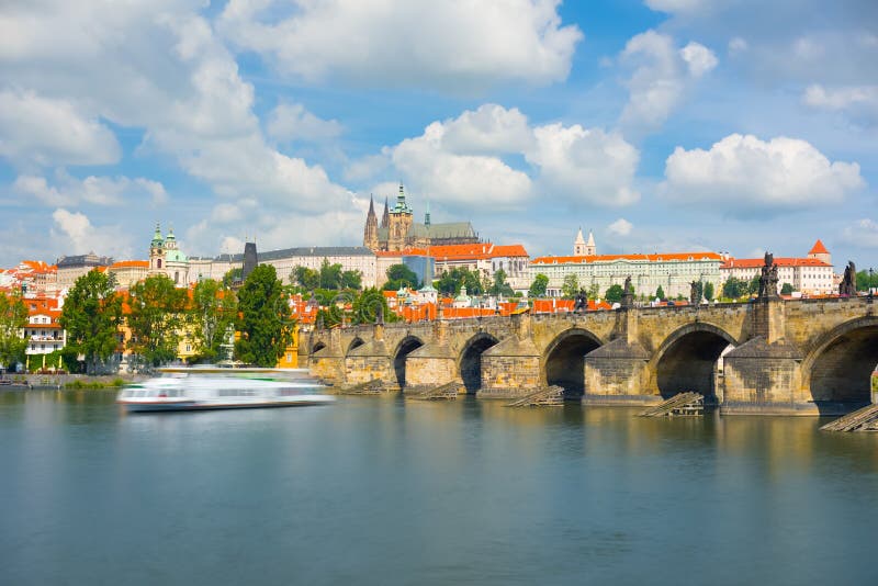 Prague in a summer day stock image. Image of blue, river - 61896663