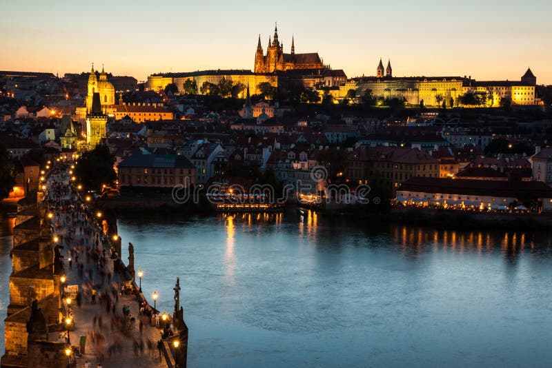 Prague at sunset stock image. Image of downtown, urban - 51444487